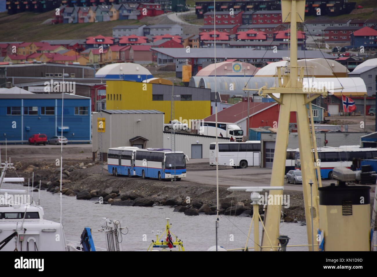 Longyearbyen, Spitzbergen, Svalbard, Norway, Arctic, Harbour, port ...