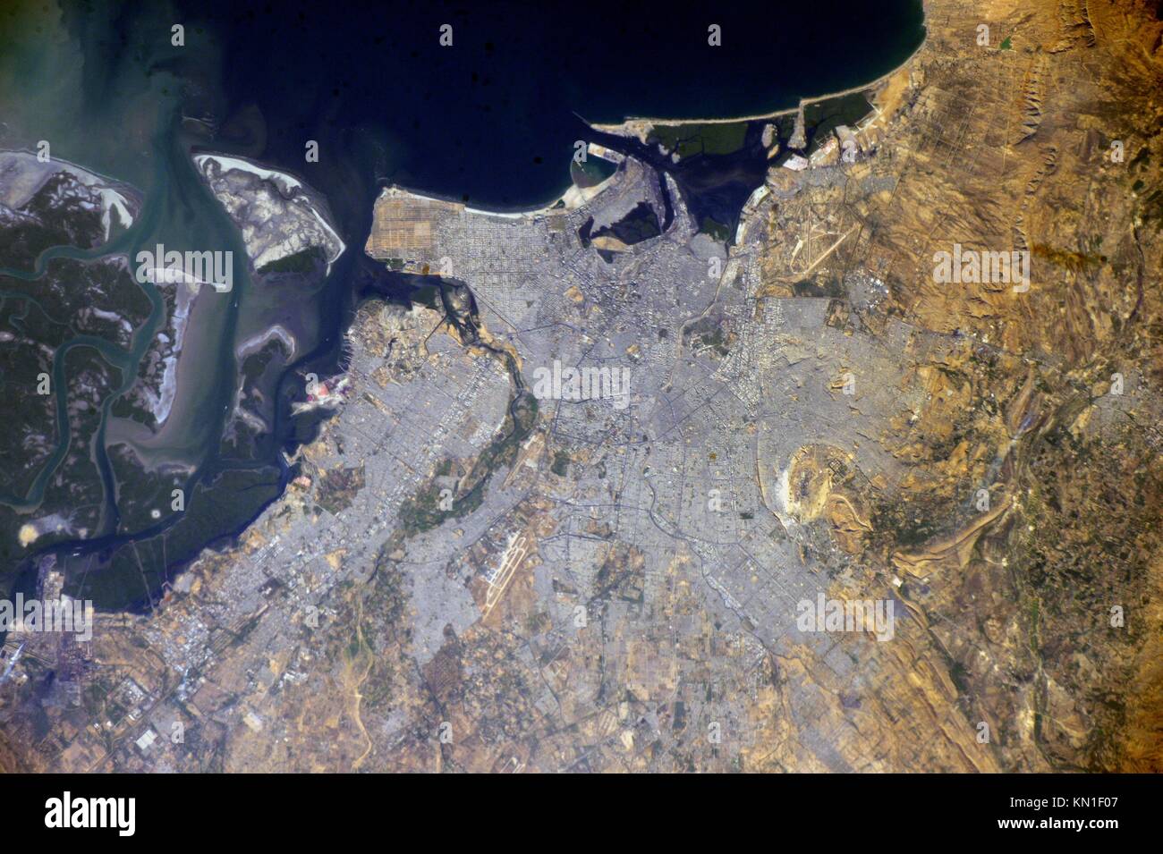 Daytime view of Karachi Pakistan seen from the International Space ...