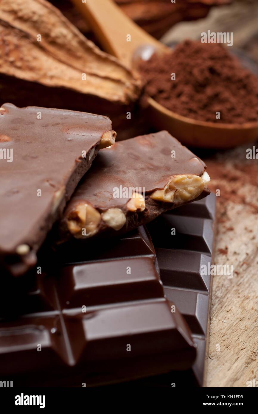 still life of variety of chocolates and cocoa Stock Photo - Alamy
