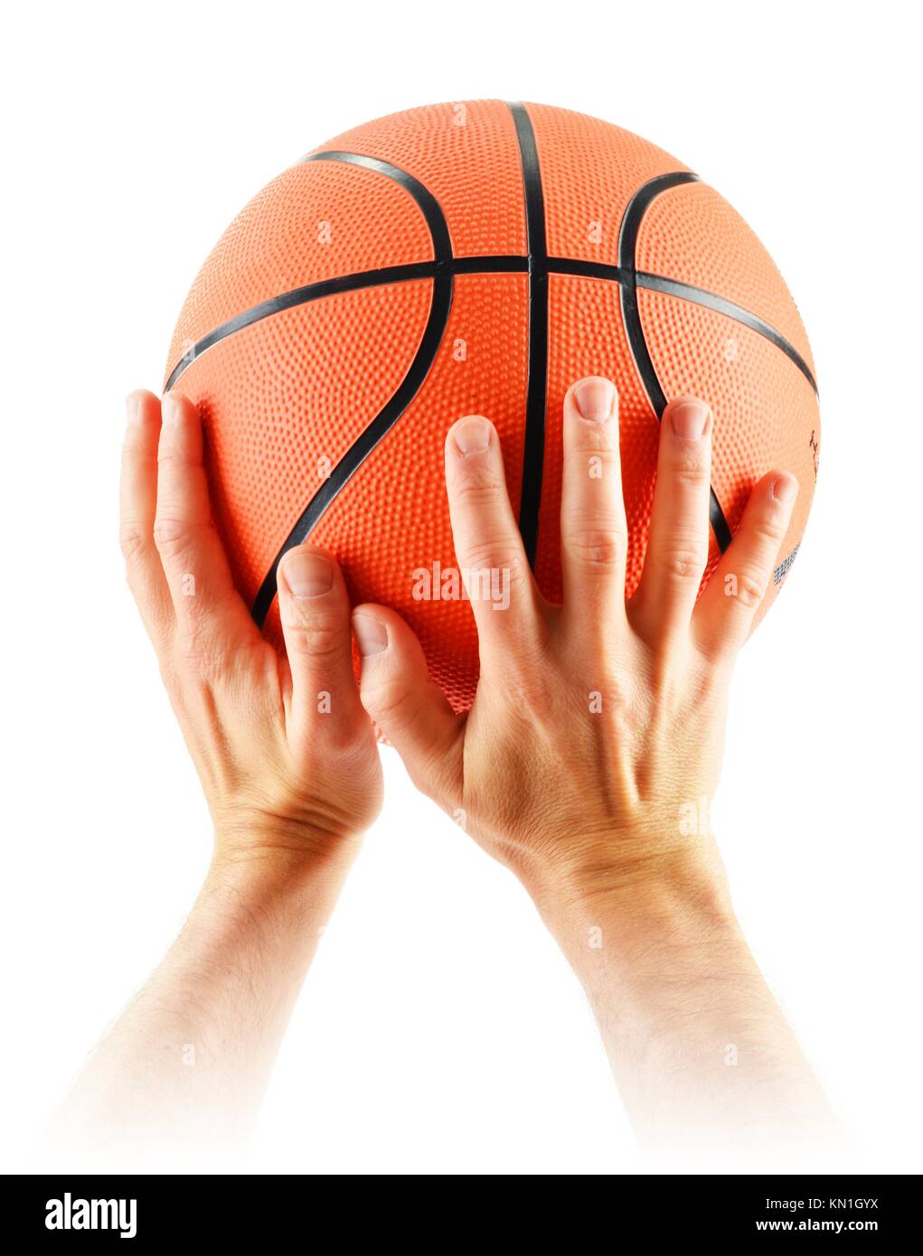 Hands and basketball isolated on white background Stock Photo - Alamy