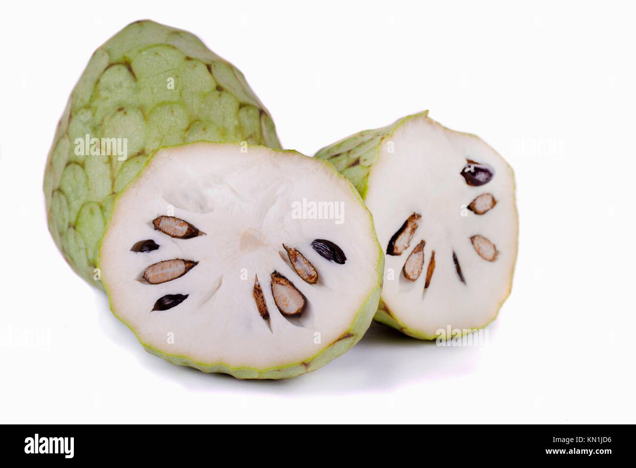 Close up view of annona fruits isolated on a white background Stock ...