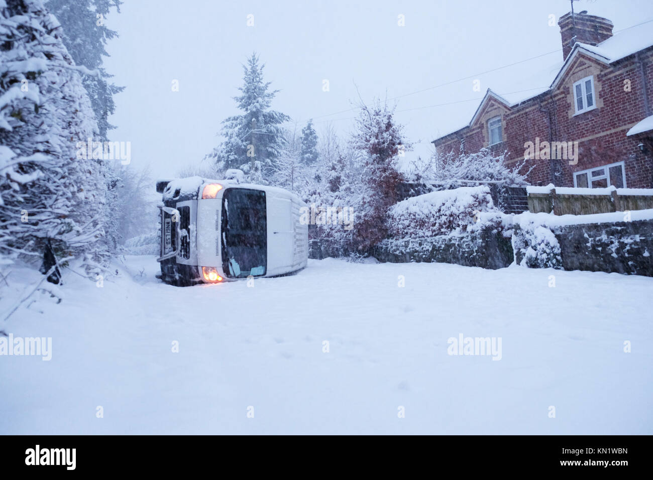 Titley, Herefordshire, UK - December 2017 - A courier parcel delivery ...