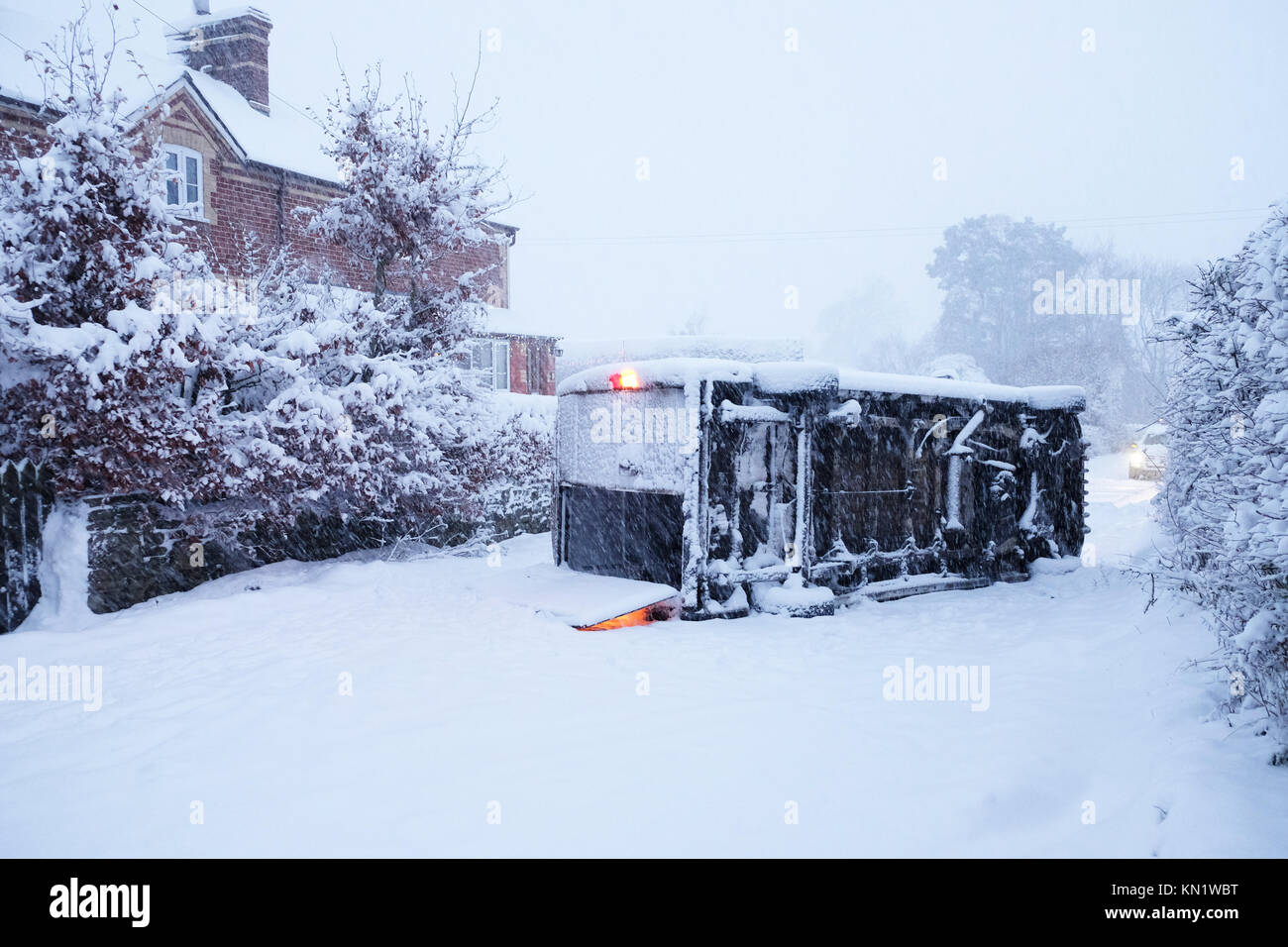 Titley, Herefordshire, UK - December 2017 - A courier parcel delivery ...