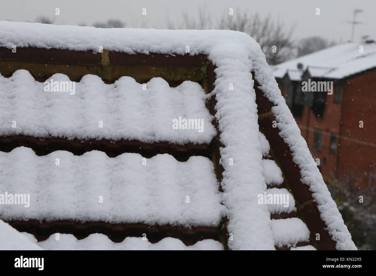 North London UK 10 Dec 2017 - Rooftop in north London covered with ...