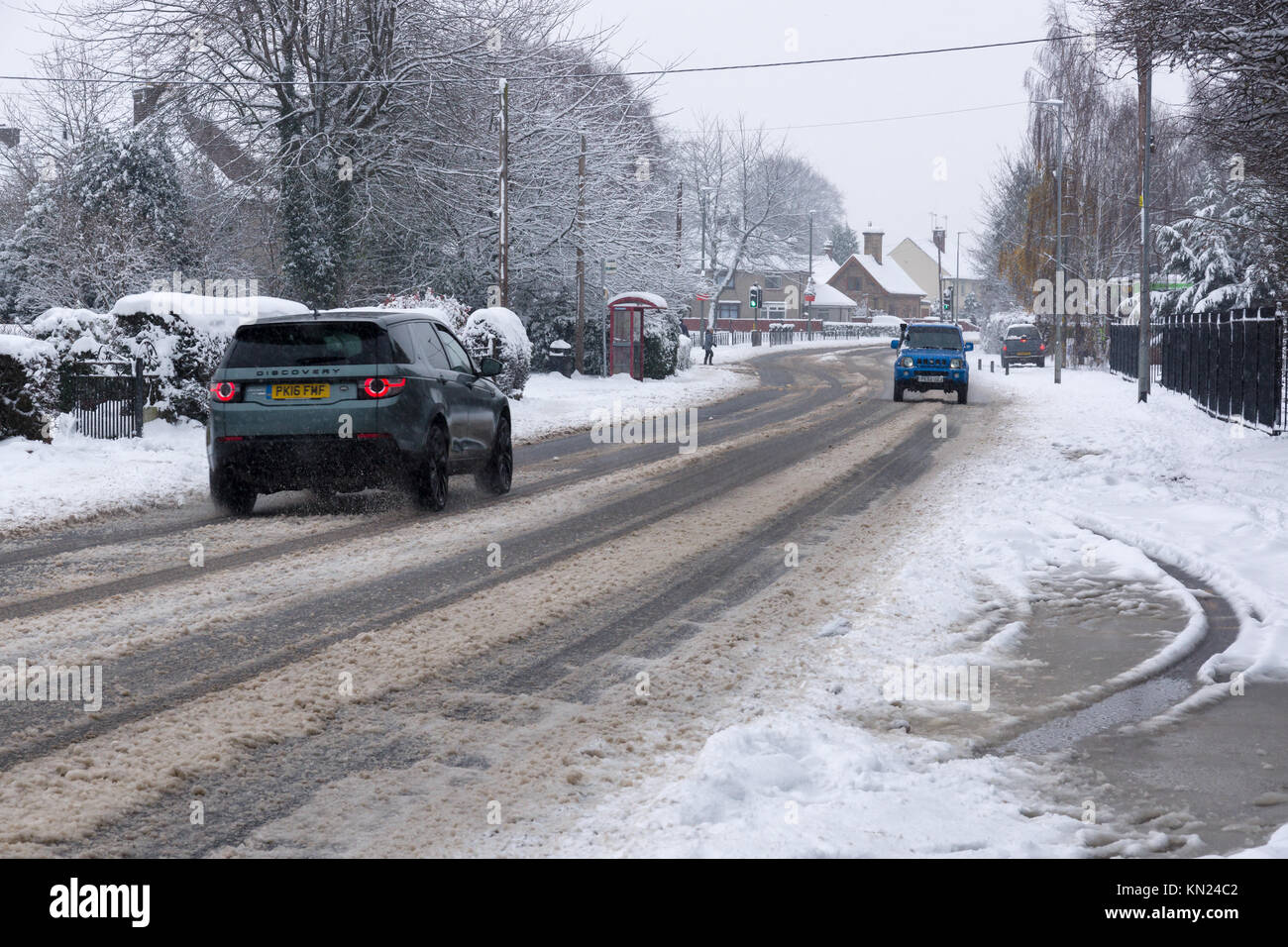 Heavy snow fall in December 10th 2017 makes driving conditions ...