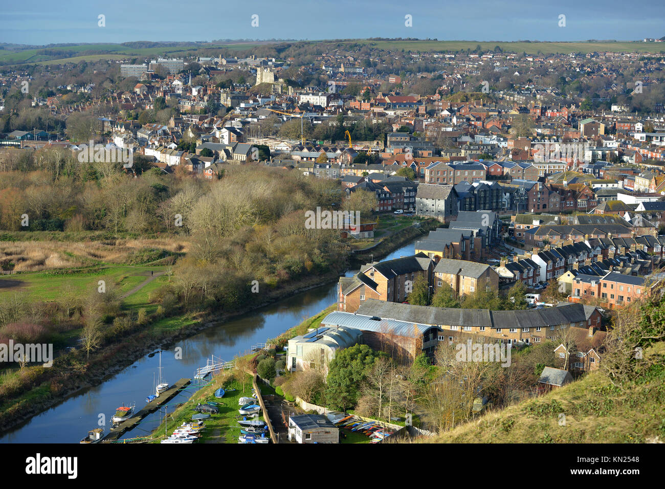 Lewes, East Sussex, in the South Downs national park, showing the Ouse ...