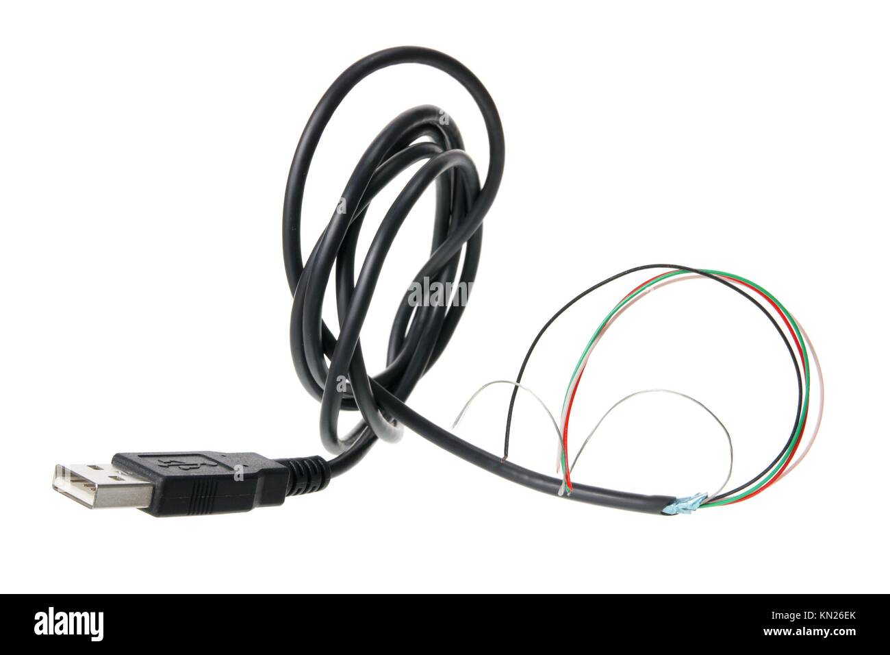 USB Cable on White Background Stock Photo - Alamy