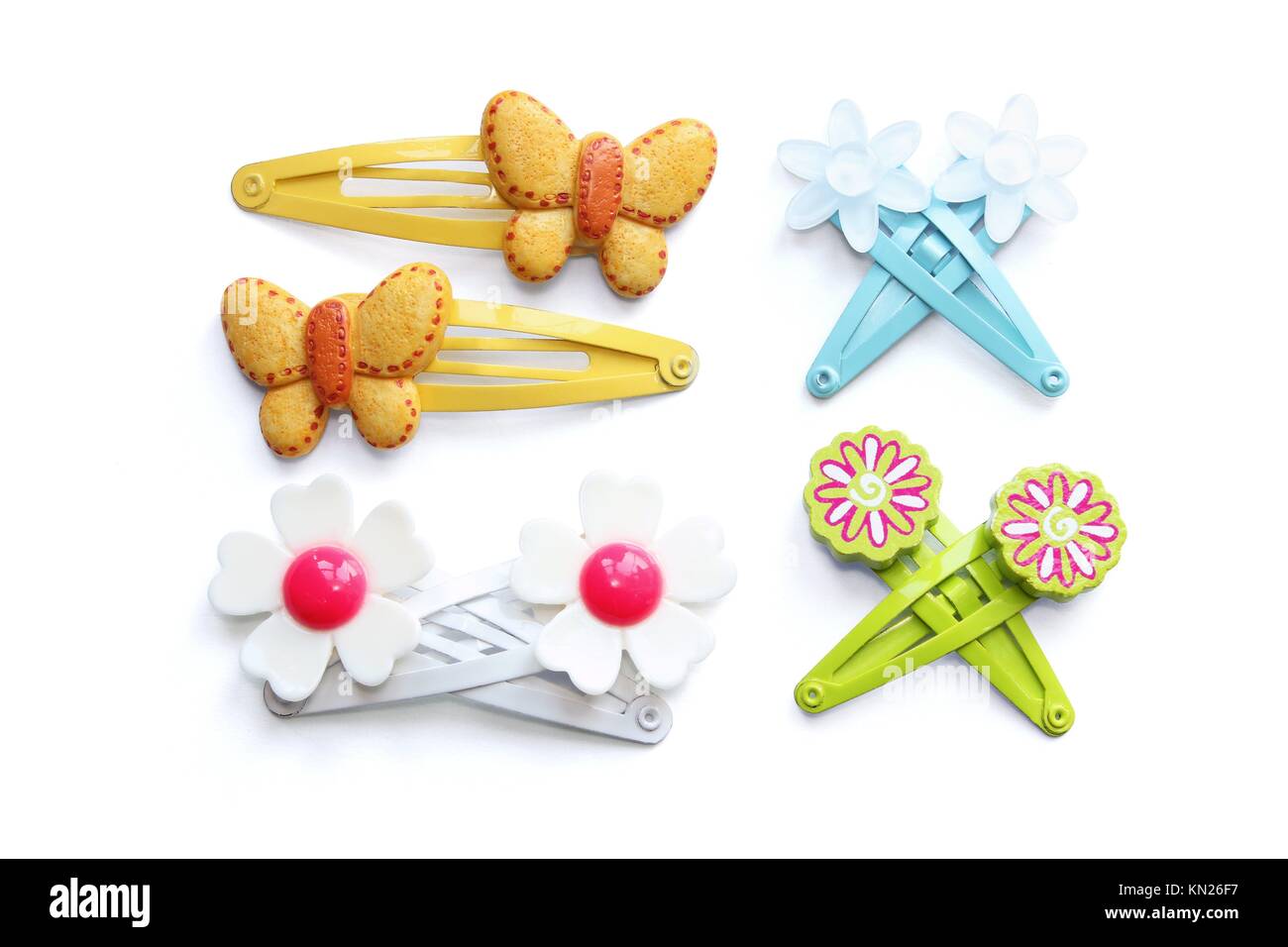 Hair Clips on White Background Stock Photo - Alamy