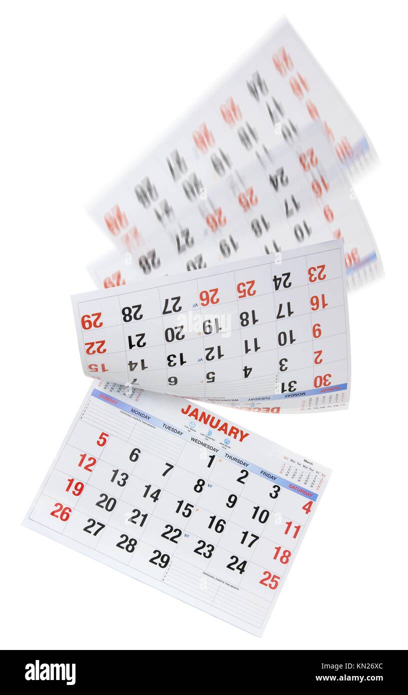 Calendar on Isolated White Background Stock Photo - Alamy