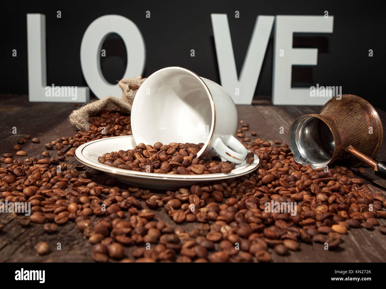 love fresh coffee background Stock Photo - Alamy