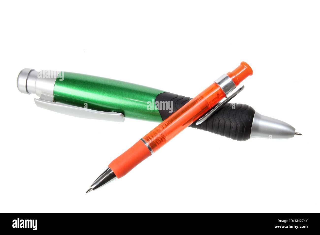 Ballpoint Pens on White Background Stock Photo - Alamy