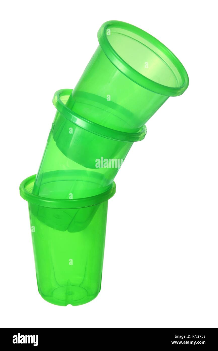 Stack of Plastic Cups on White Background Stock Photo - Alamy