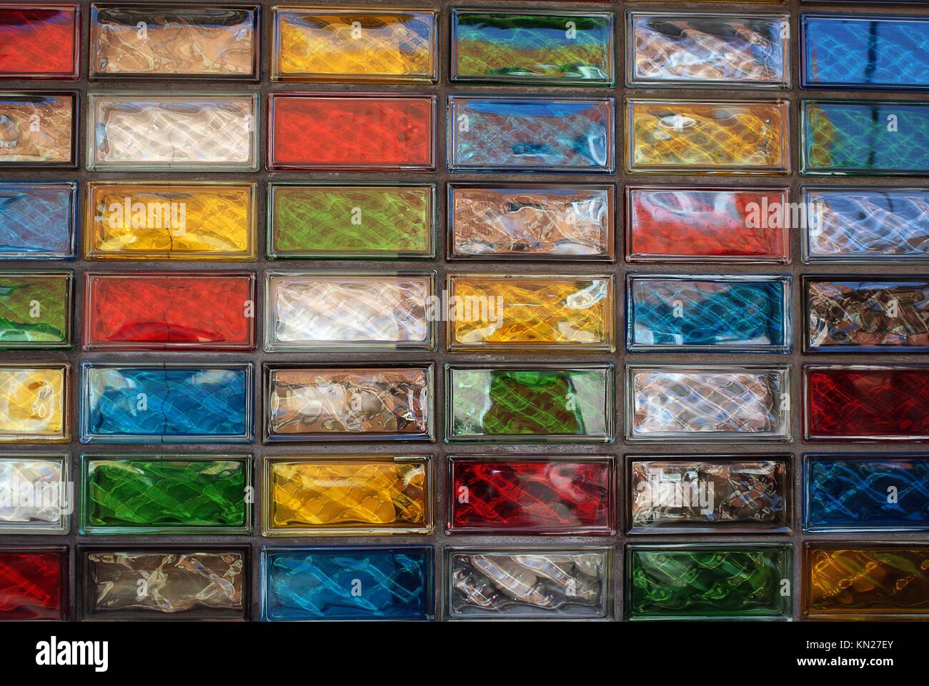 Multicoloured glass wall Stock Photo - Alamy