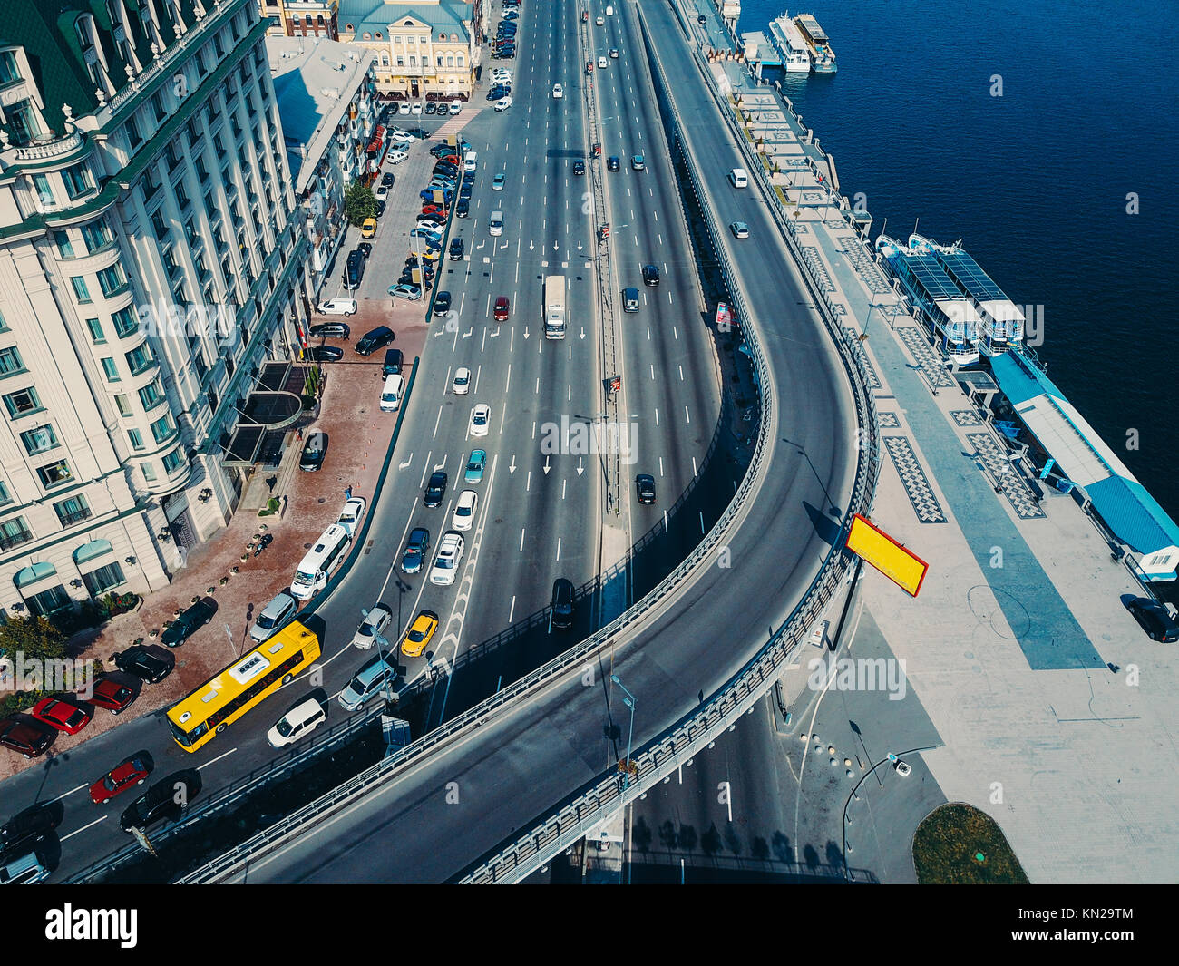 City near the river Stock Photo - Alamy