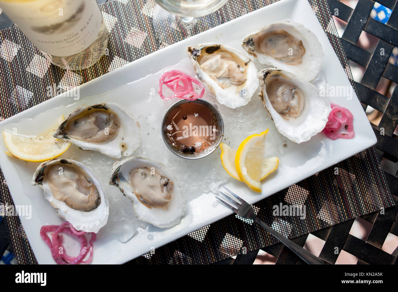 USA Virginia VA Williamsburg Winery food tidewater raw oysters on a ...