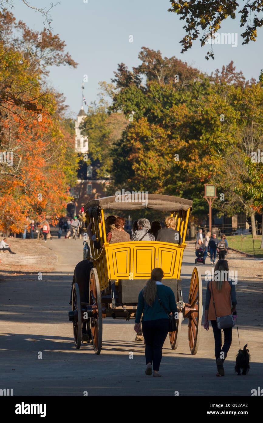 USA Virginia VA Colonial Williamsburg A horse drawn carriage ride on ...
