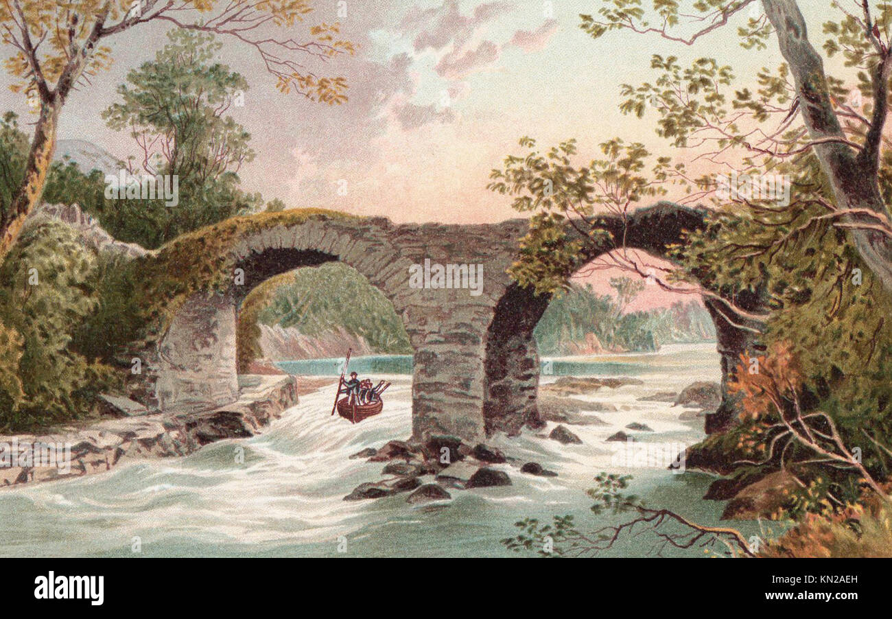 Old Weir Bridge, Killarney, Ireland, Victorian illustration Stock Photo ...