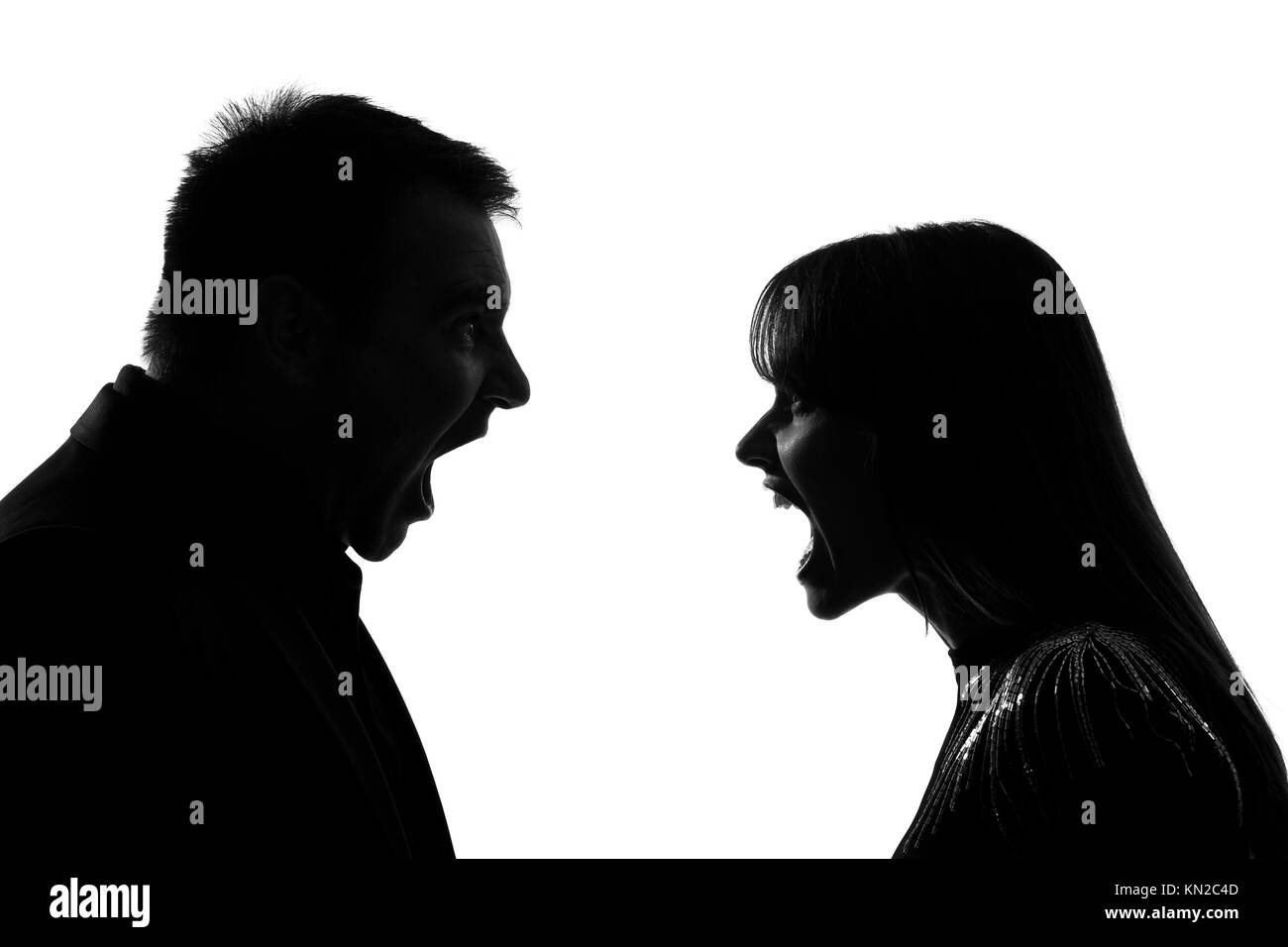 Side view angry man shouting Black and White Stock Photos & Images - Alamy