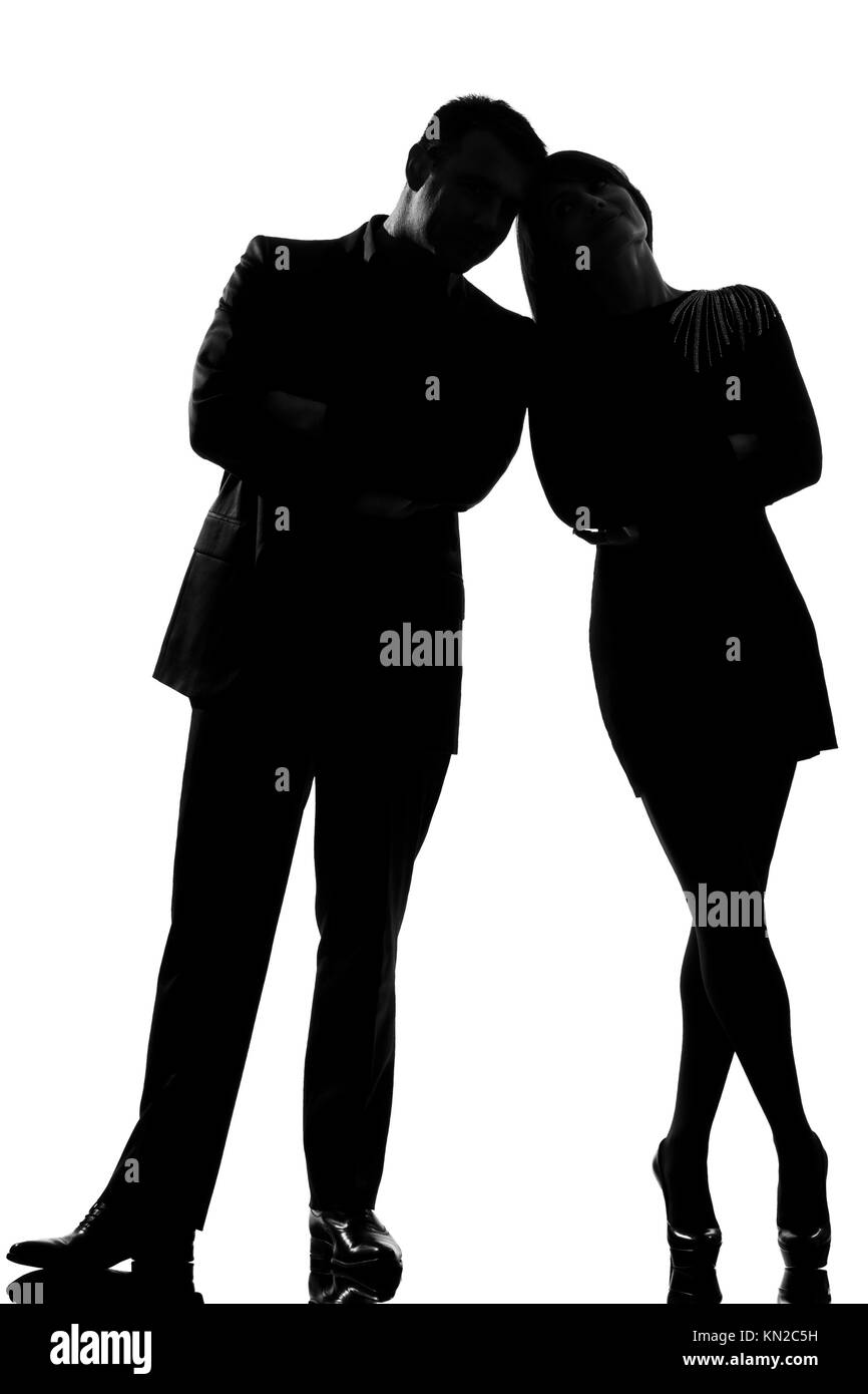 Woman and man standing face to face Black and White Stock Photos ...