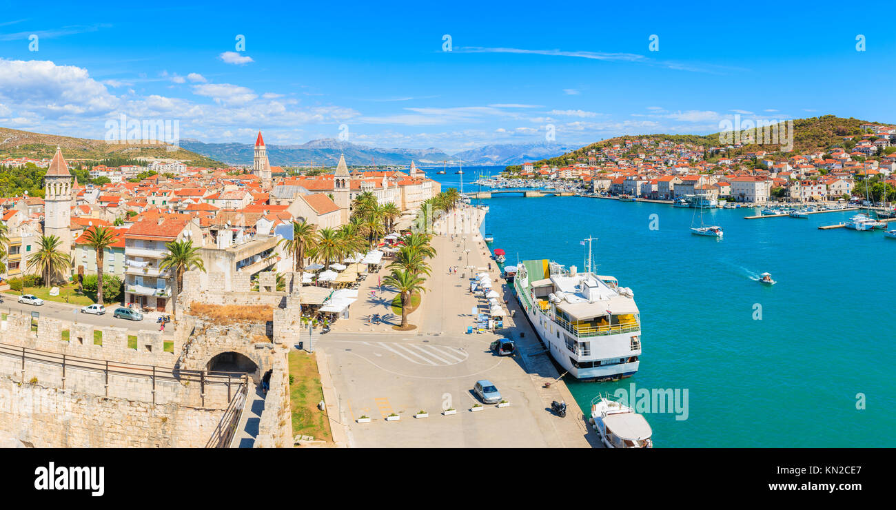 Panorama of Trogir town from castle walls, Dalmatia, Croatia Stock ...