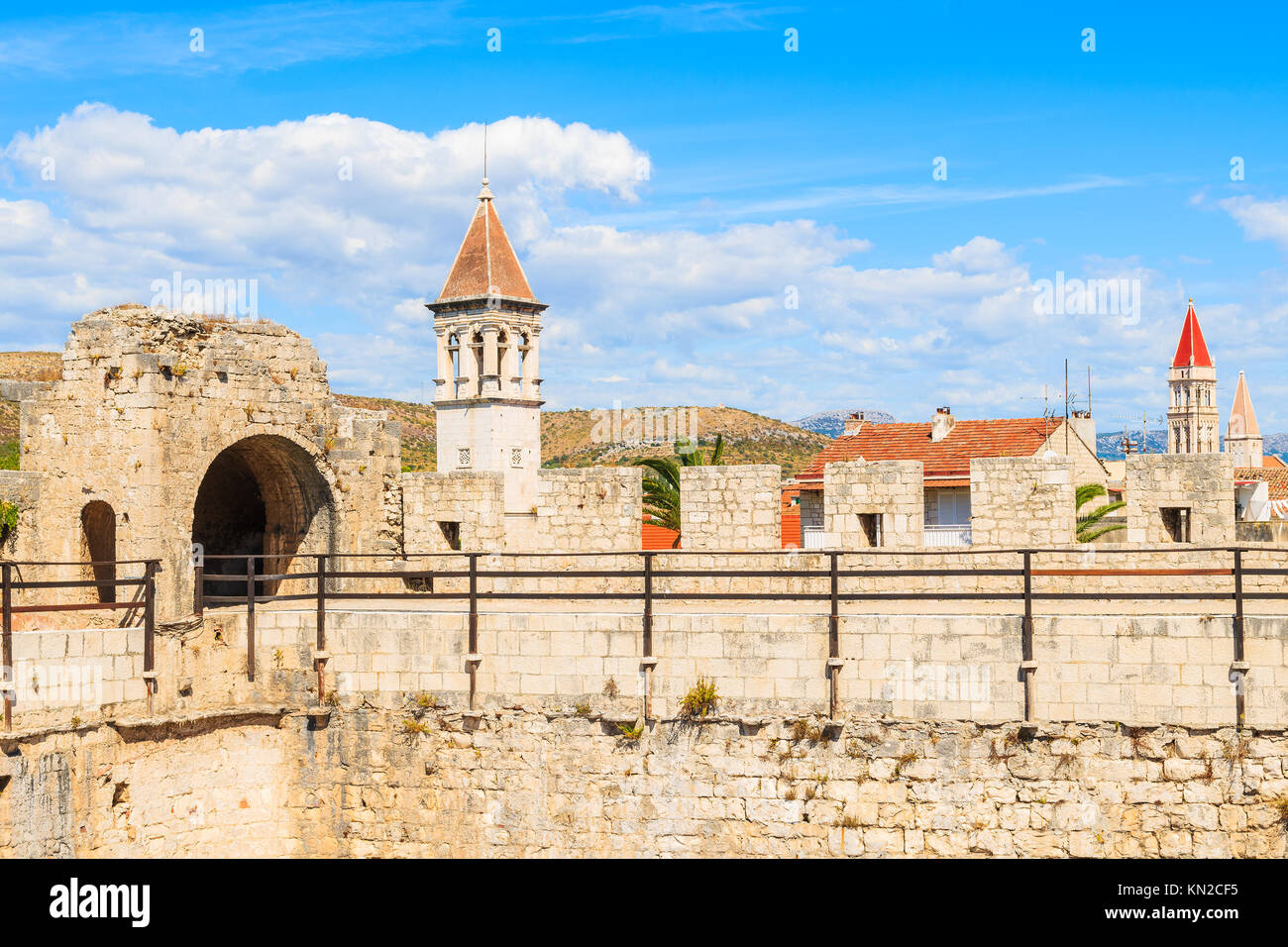 Walls of medieval castle in Trogir town, Dalmatia, Croatia Stock Photo ...