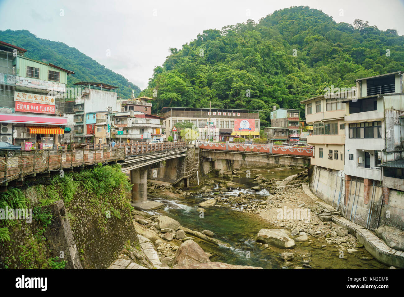 The famous Shiding old street with river view during morning at Shiding ...