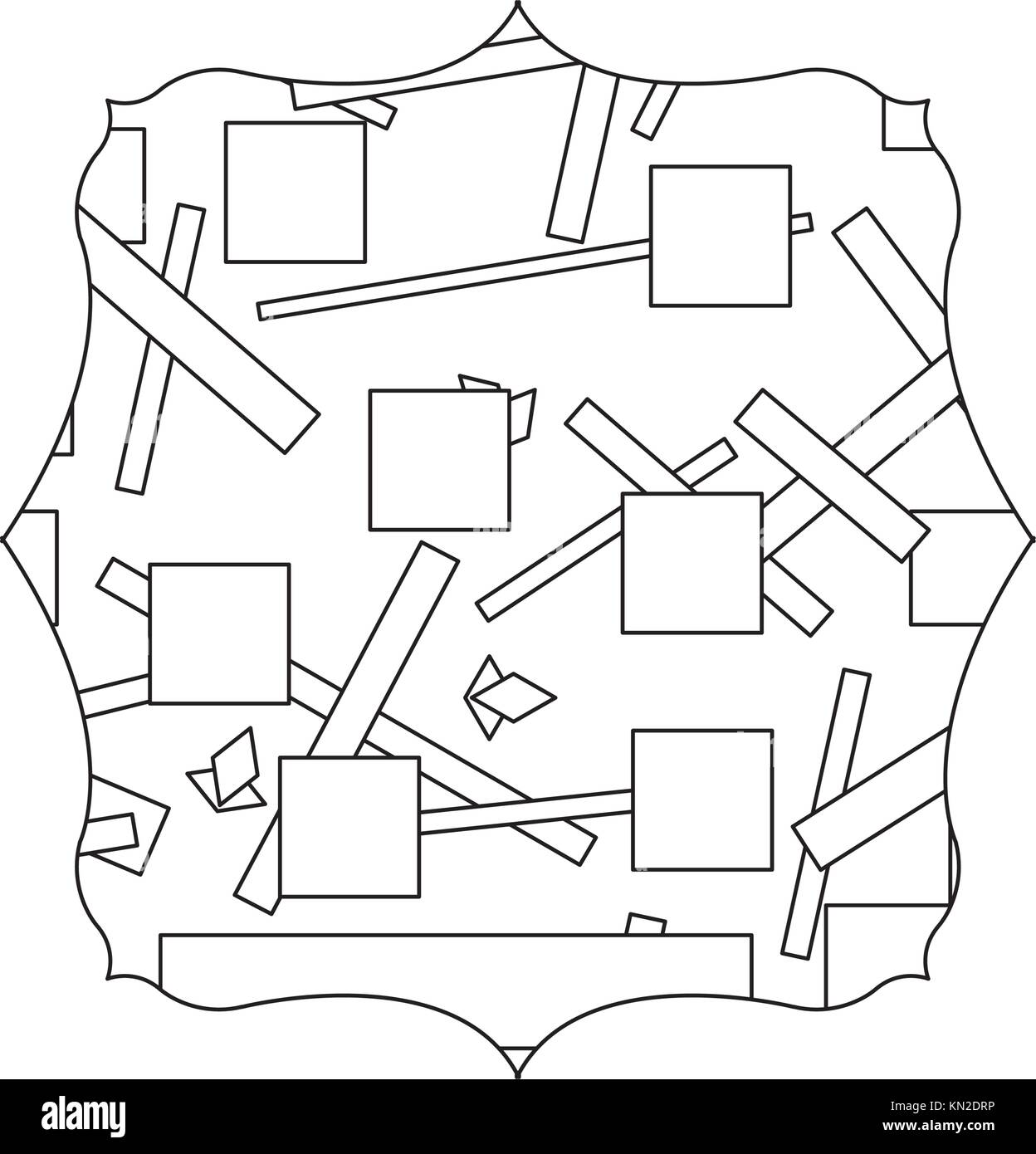 line square with graphic abstract style background vector illustration ...