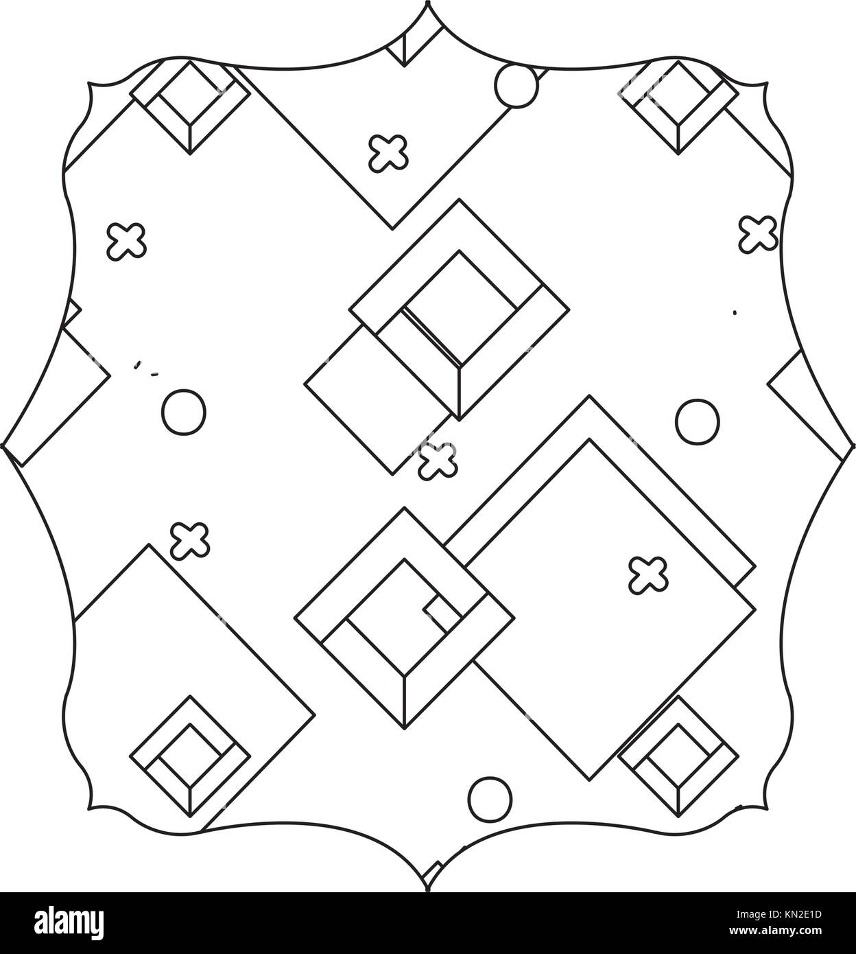 line square with geometric style graphic background vector illustration ...