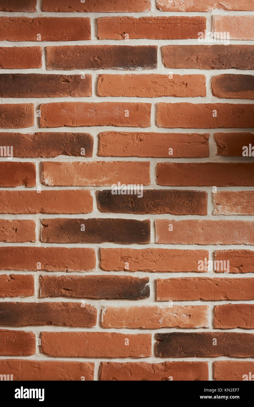 Vertical red brick wall texture background. Clean red brick block wall ...