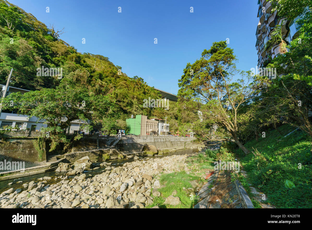 The famous Shiding old street with river view during morning at Shiding ...