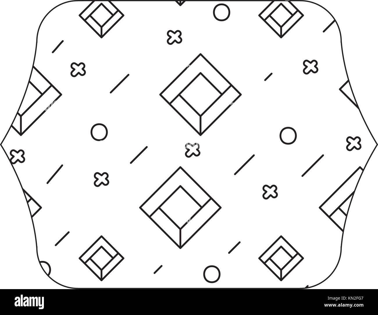 edge quadrate with geometric abstract figures background vector ...