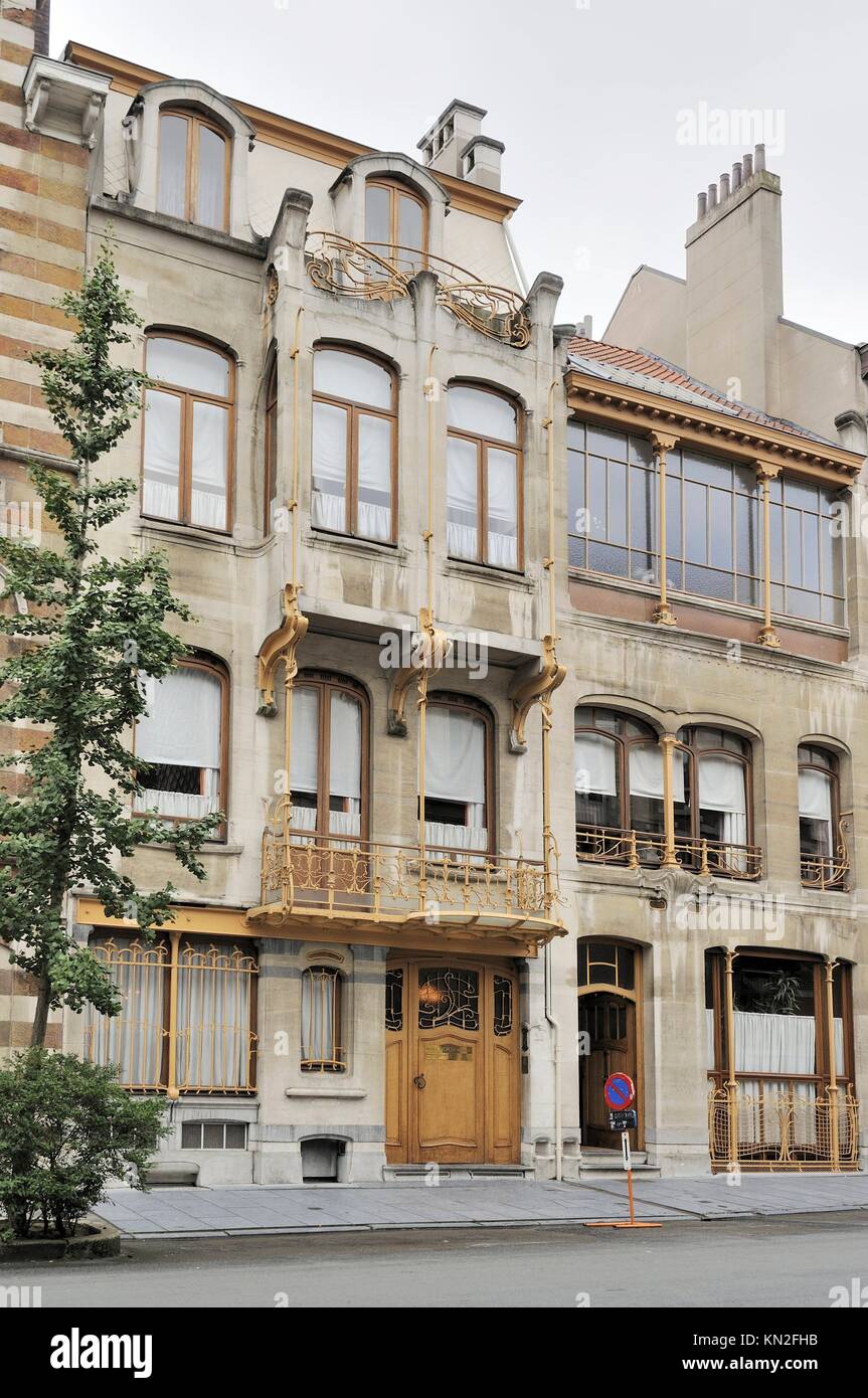 musee horta facade, brussels. facade of historical building, projected ...