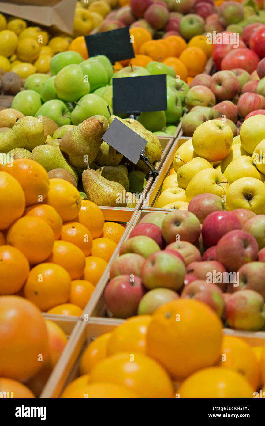 attractive fruit stall with price tags Stock Photo - Alamy