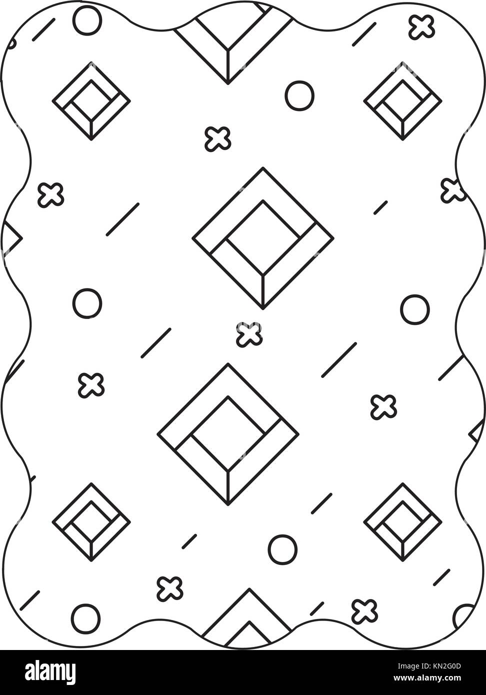 line rectangle with geometric abstract figures background vector ...