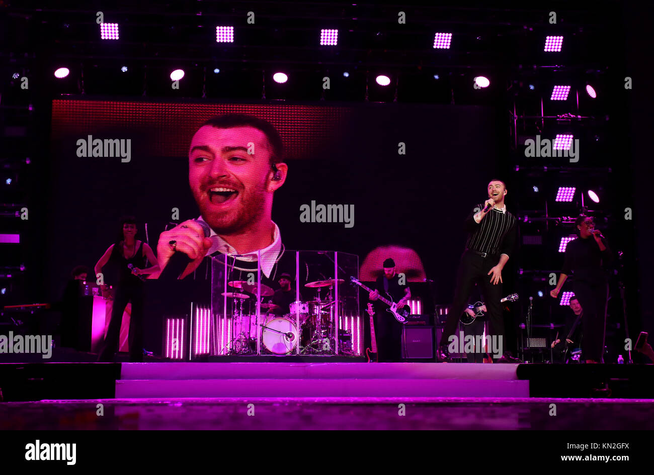 Sam Smith performs on stage during day one of Capital's Jingle Bell ...