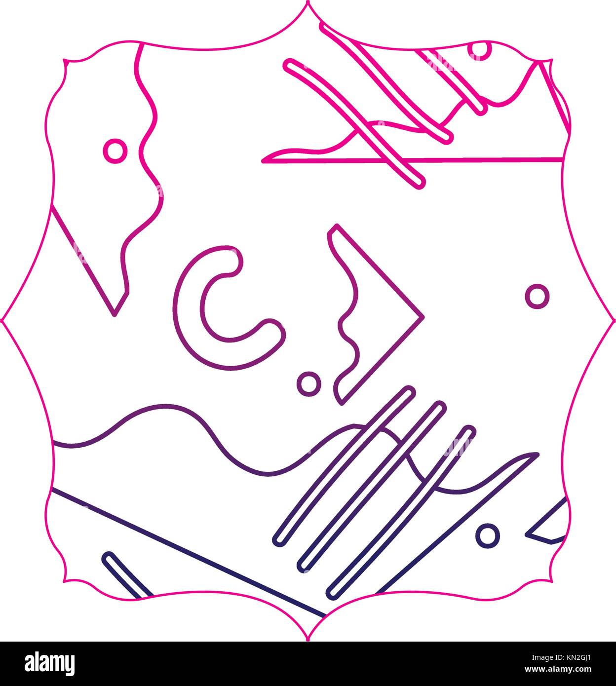 color line square with abstract figures style background vector ...