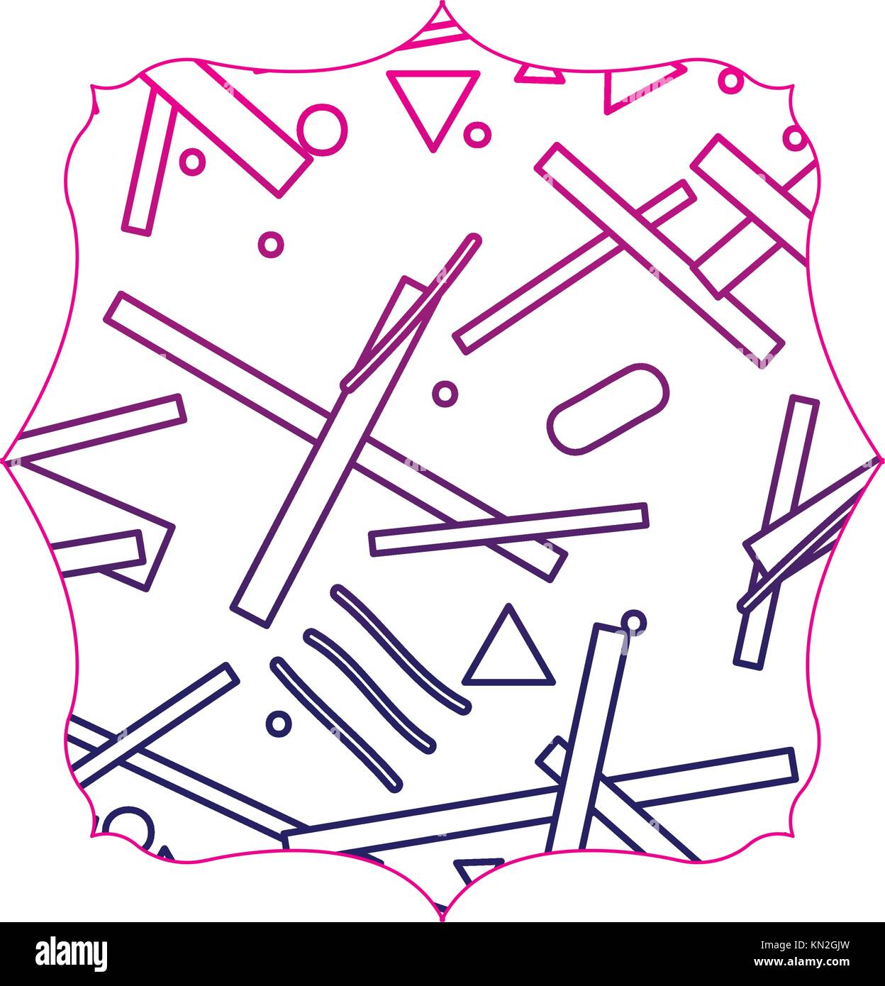 color line square with abstract graphic style background vector ...