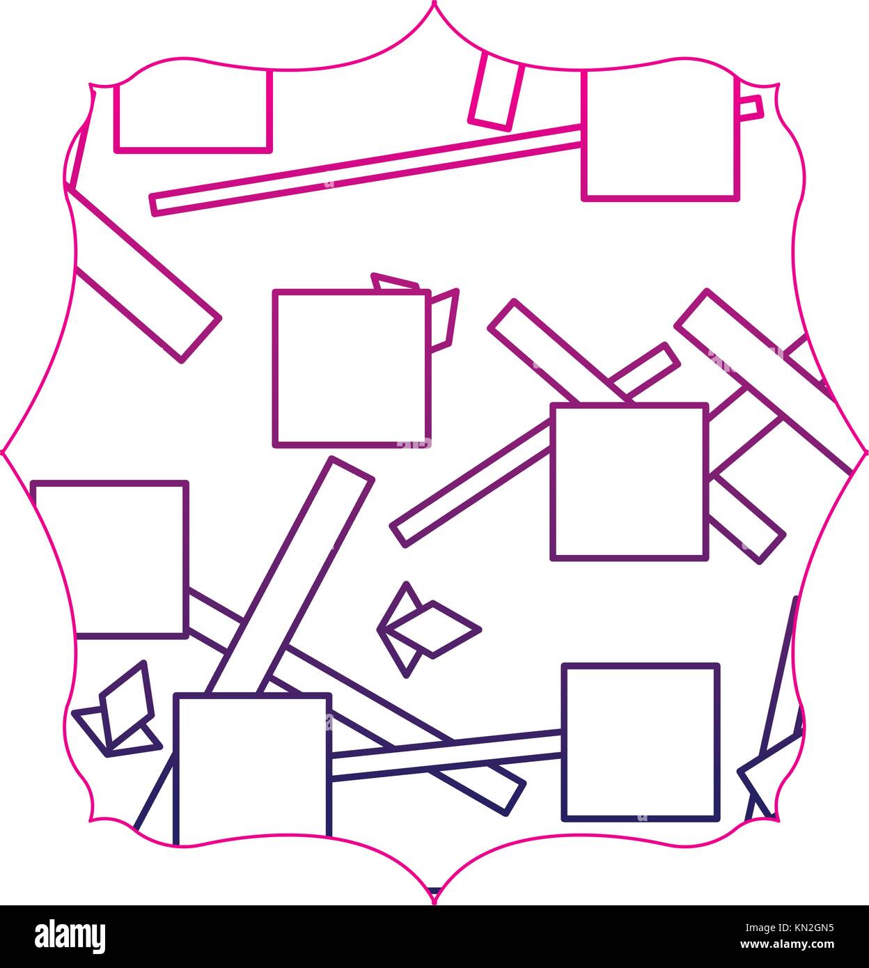 color line square with graphic abstract style background vector ...