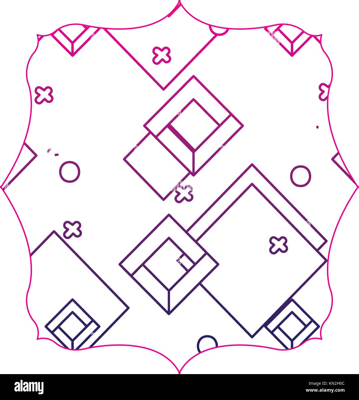 color line square with geometric style graphic background vector ...