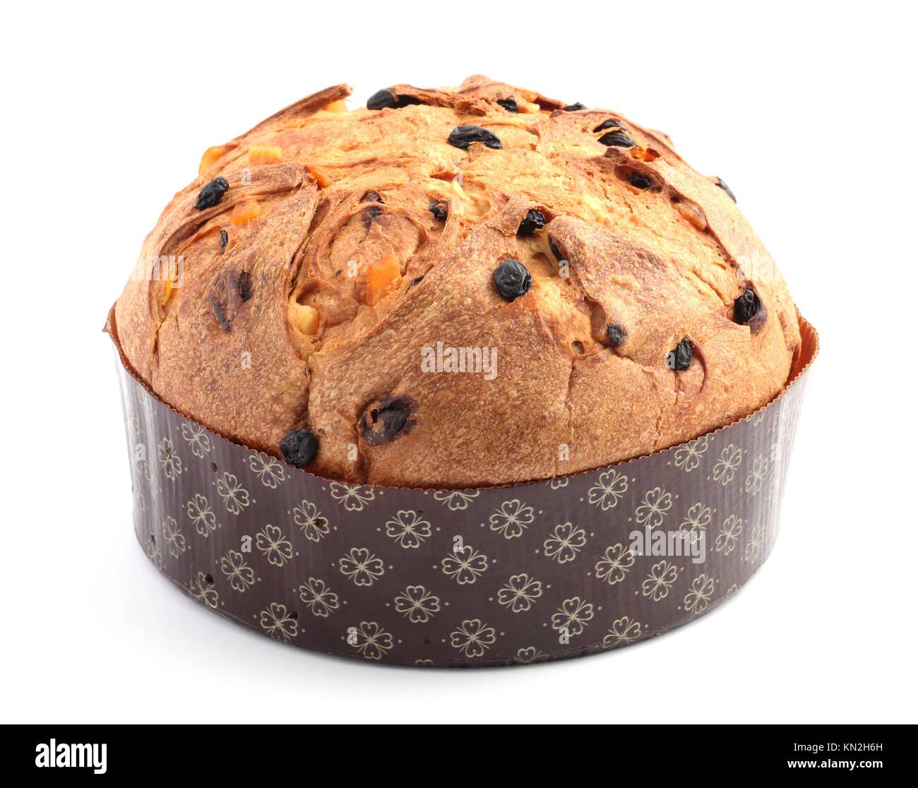 Christmas cake panettone on white background Stock Photo - Alamy