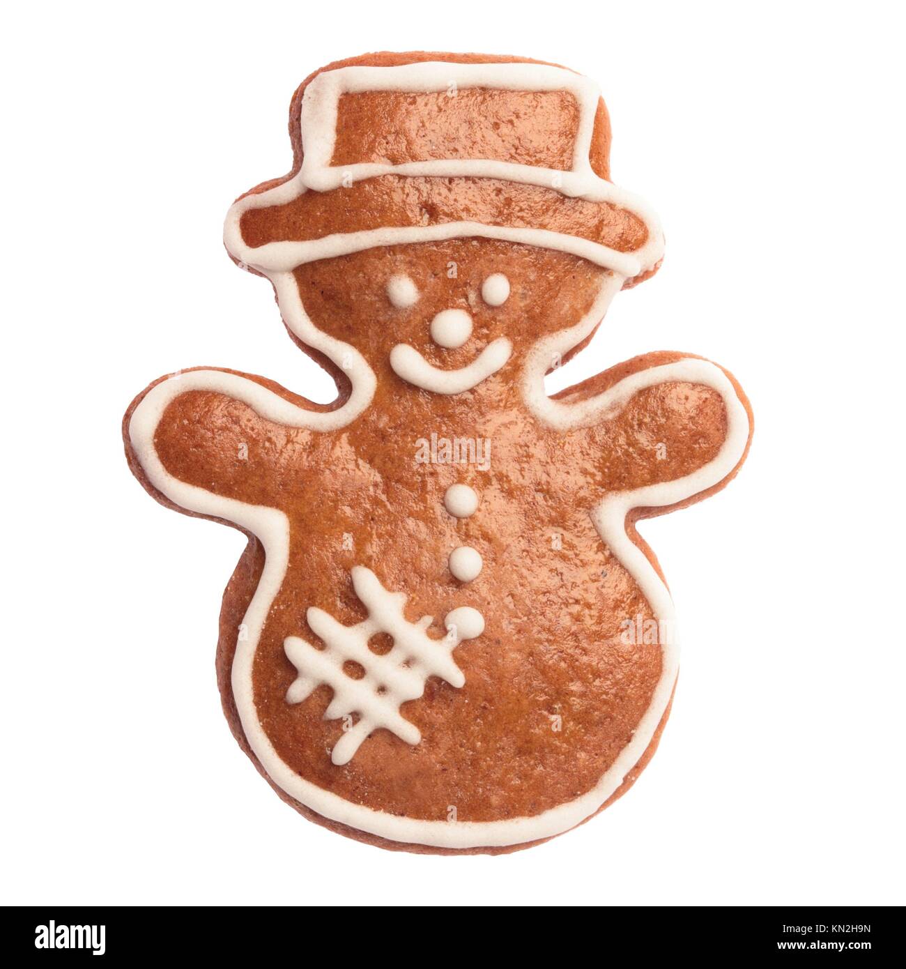 Gingerbread snowman on white background Stock Photo - Alamy