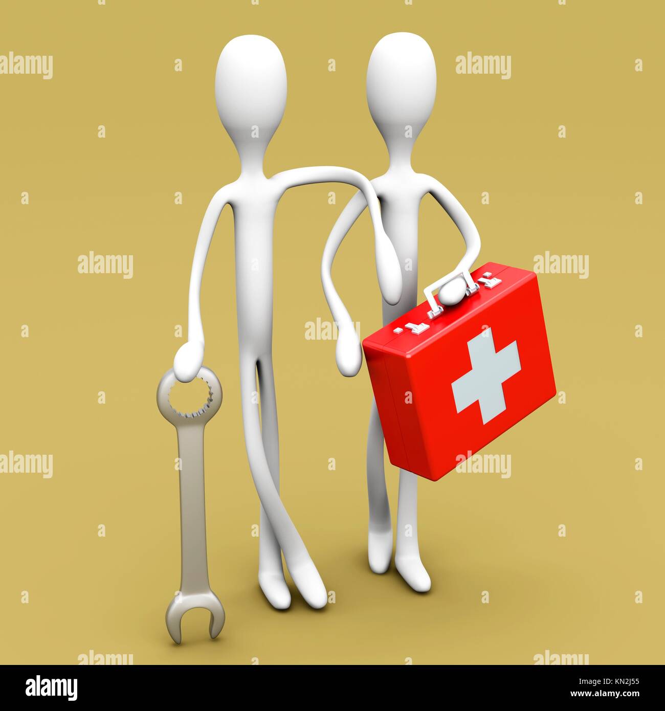 Cartoon Figures as a support team 3D rendered Illustration Stock Photo ...