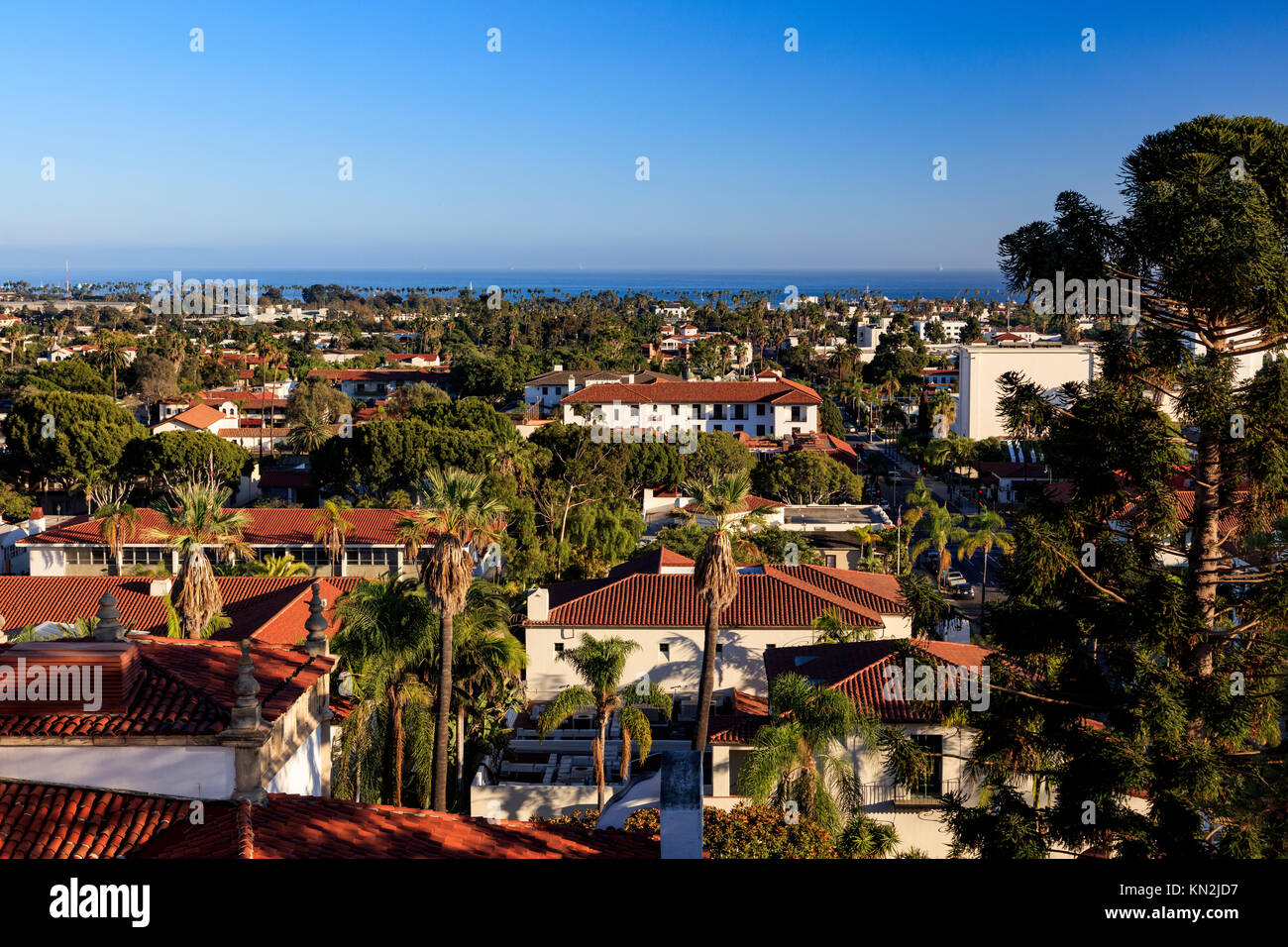 An aerial view of Santa Barbara, California looking downtown Stock ...