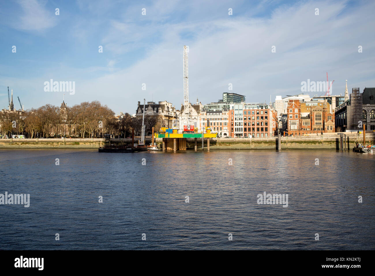 View accross the North Bank of the River Thames Bankside Southwark ...