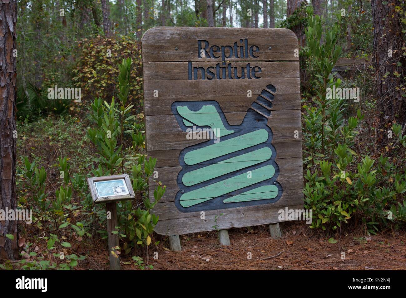 A sign for the Reptile Institute, at the Reptile Discovery Center, in ...