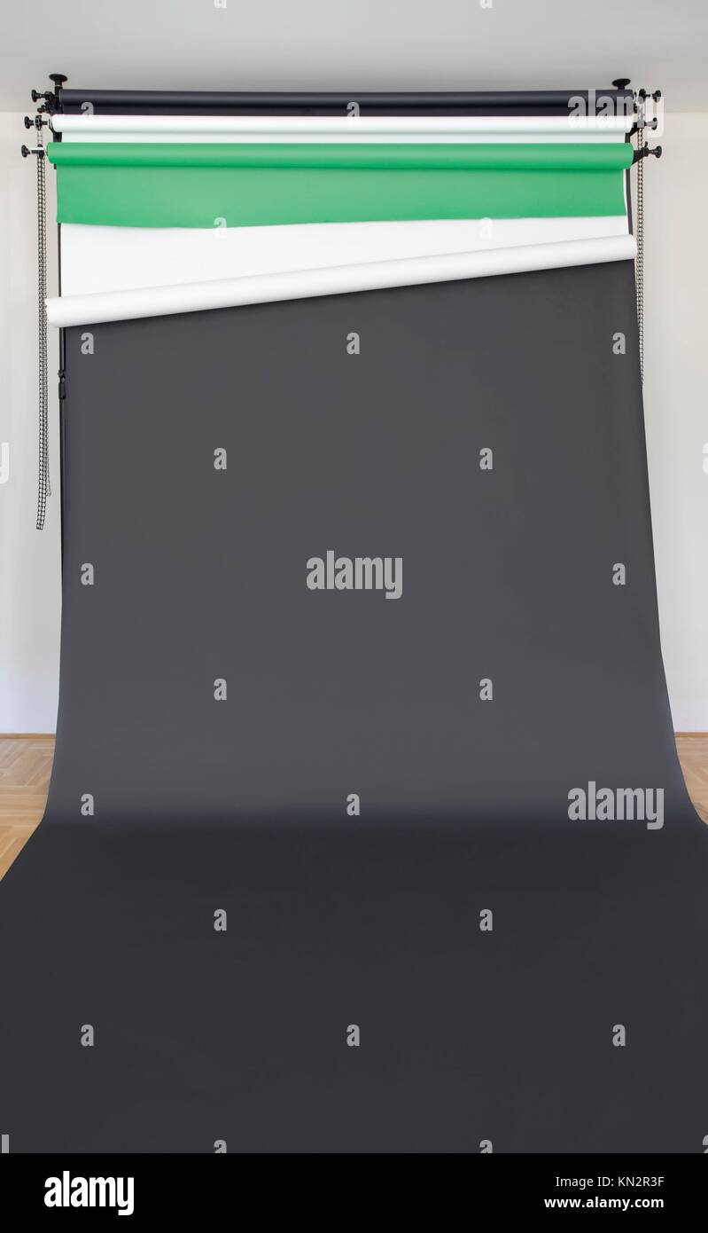 Rolled Black Photo Studio Paper Backdrop Stock Photo - Alamy