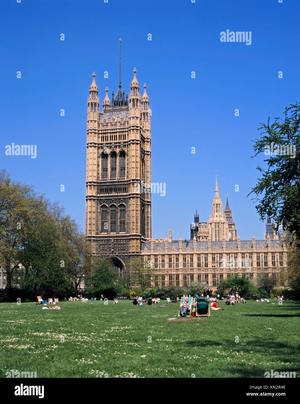 Victoria Tower Gardens South, Victoria Tower, Palace of Westminster, Westminster, London, United ...