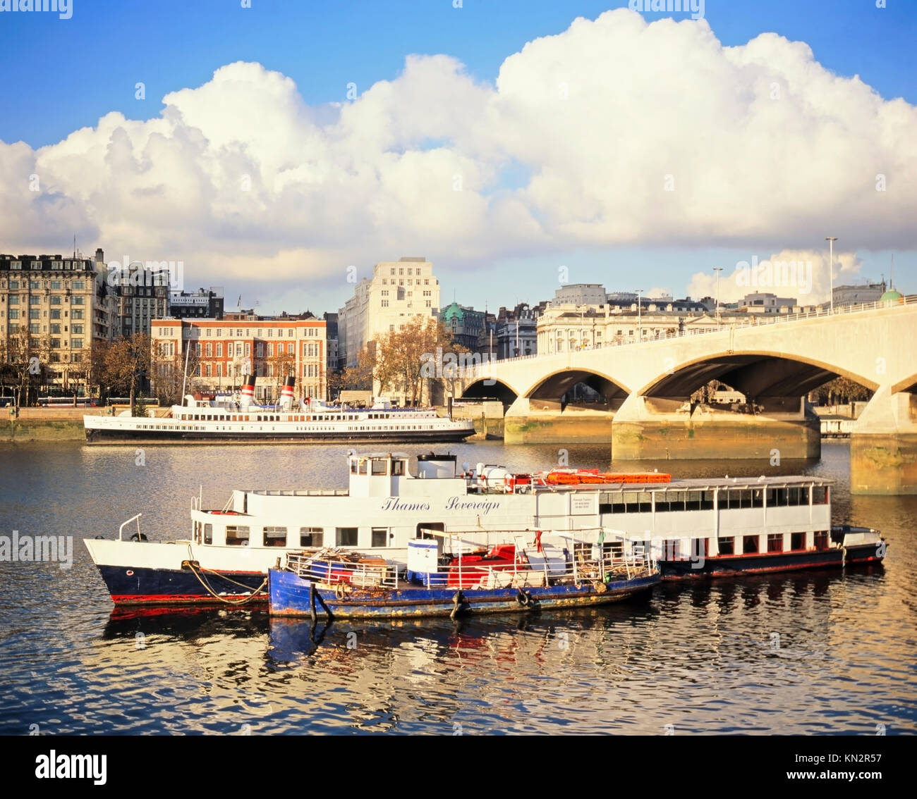 Victoria Embankment and Waterloo Bridge from the South Bank, River ...