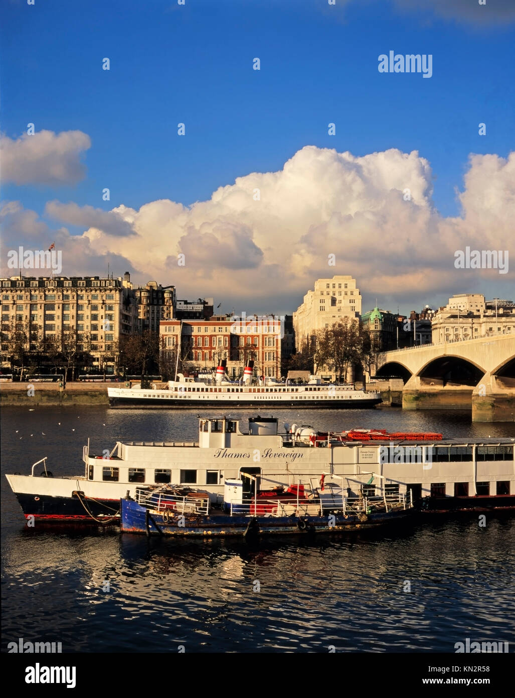 Victoria Embankment and Waterloo Bridge from the South Bank, River ...