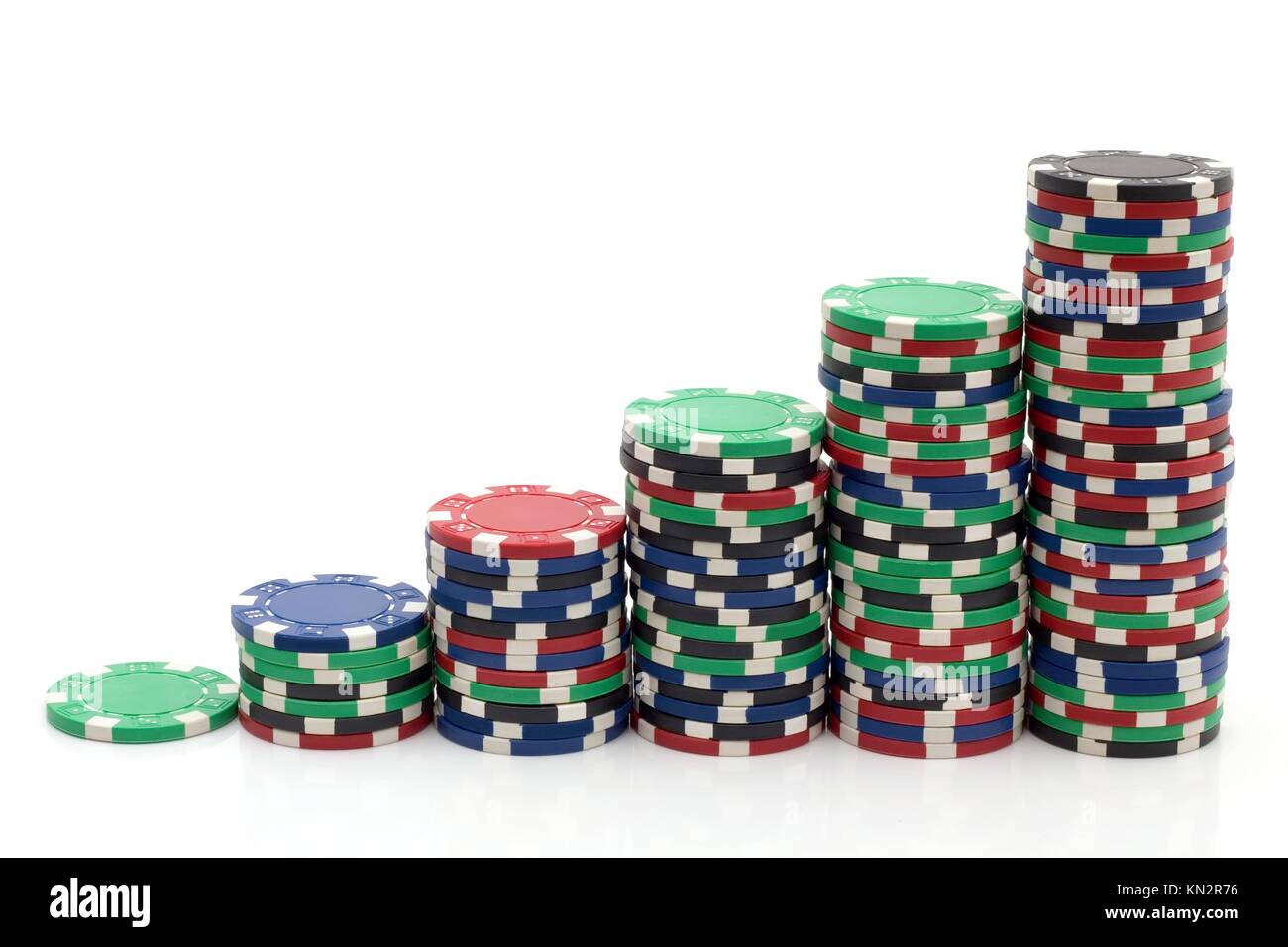 Stack of Casino Poker Chips Stairs Stock Photo - Alamy